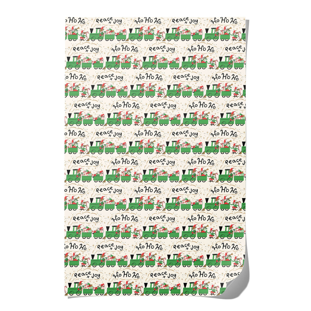 Elf Train wrapping paper – Red Cap Cards