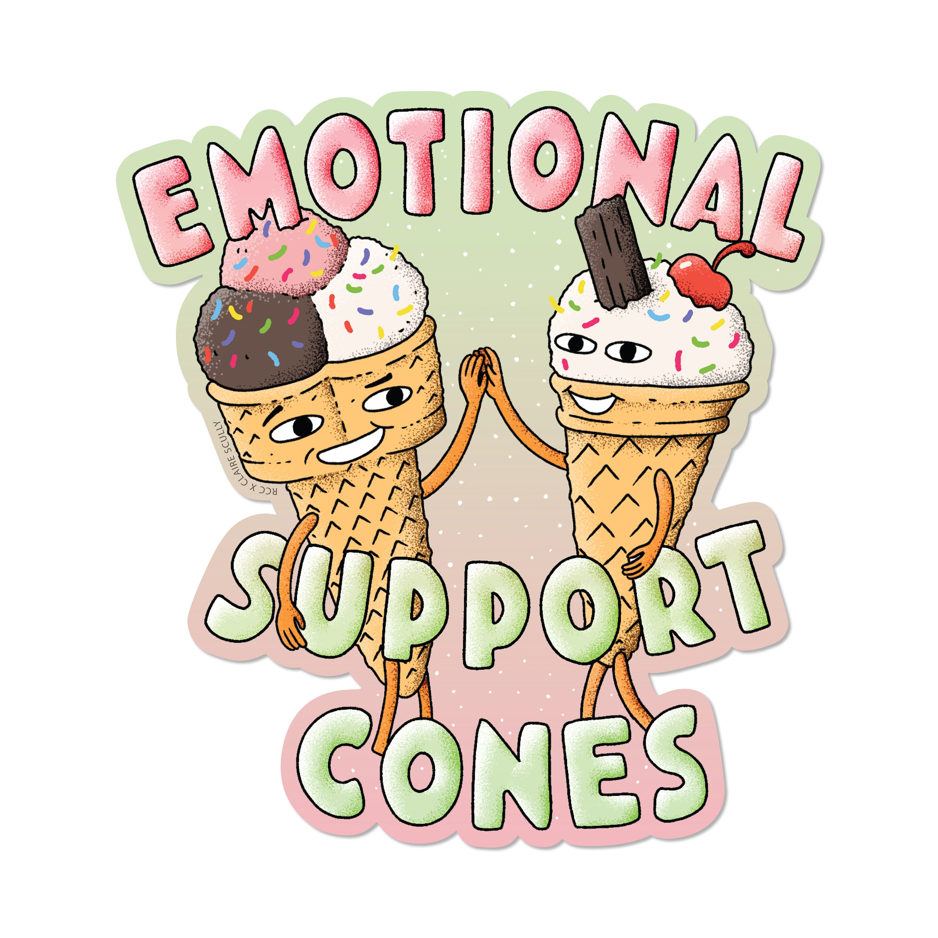 Emotional Support Cones sticker – Red Cap Cards